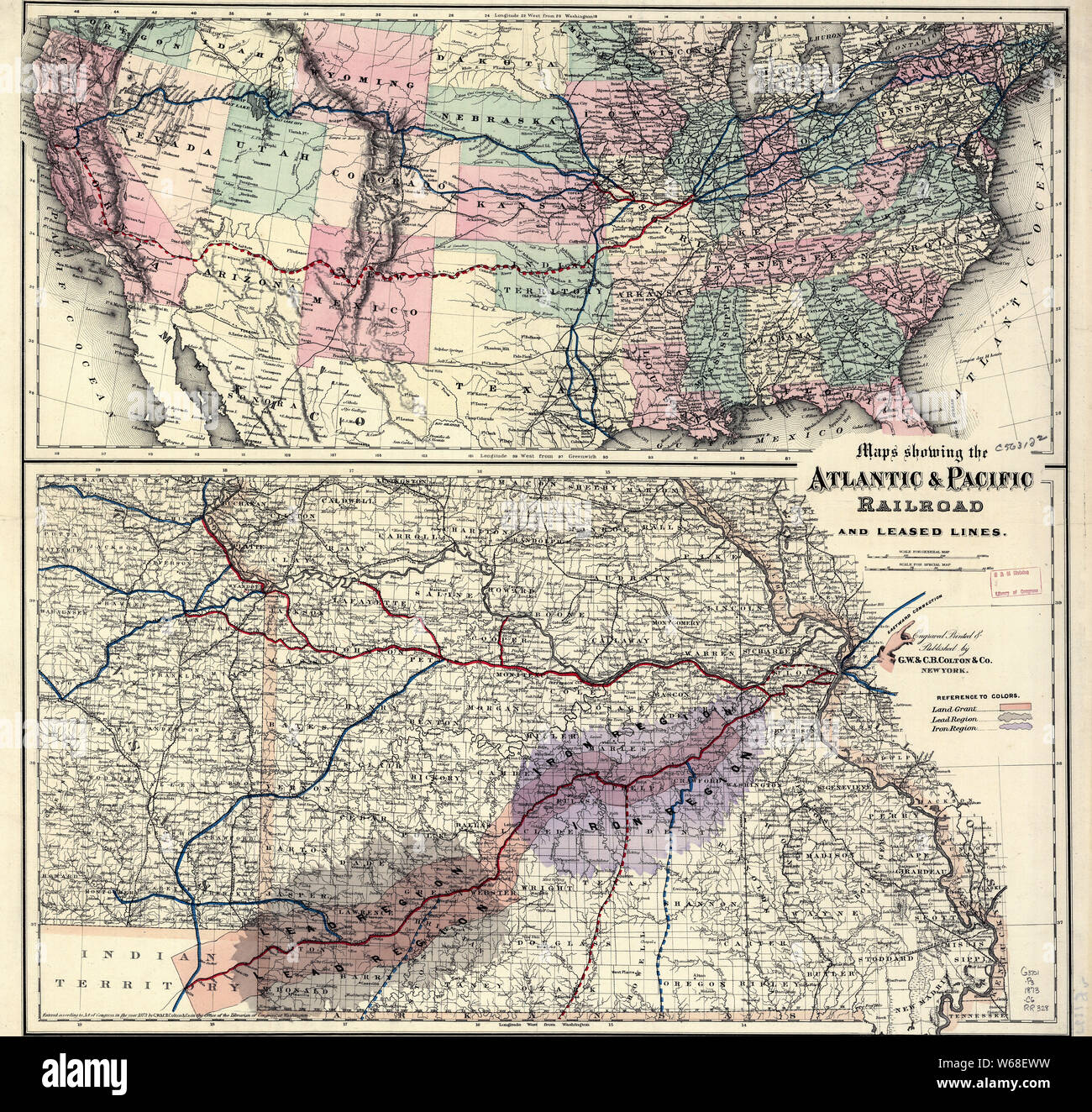 0194 Railroad Maps Maps showing the Atlantic Pacific Railroad and ...