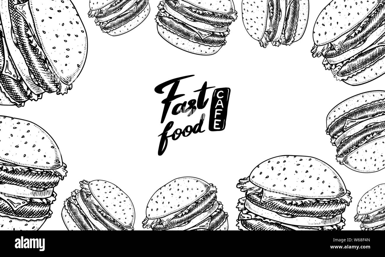 Fast food background. Vegetable Vegan Burger Burger Banner template in ...