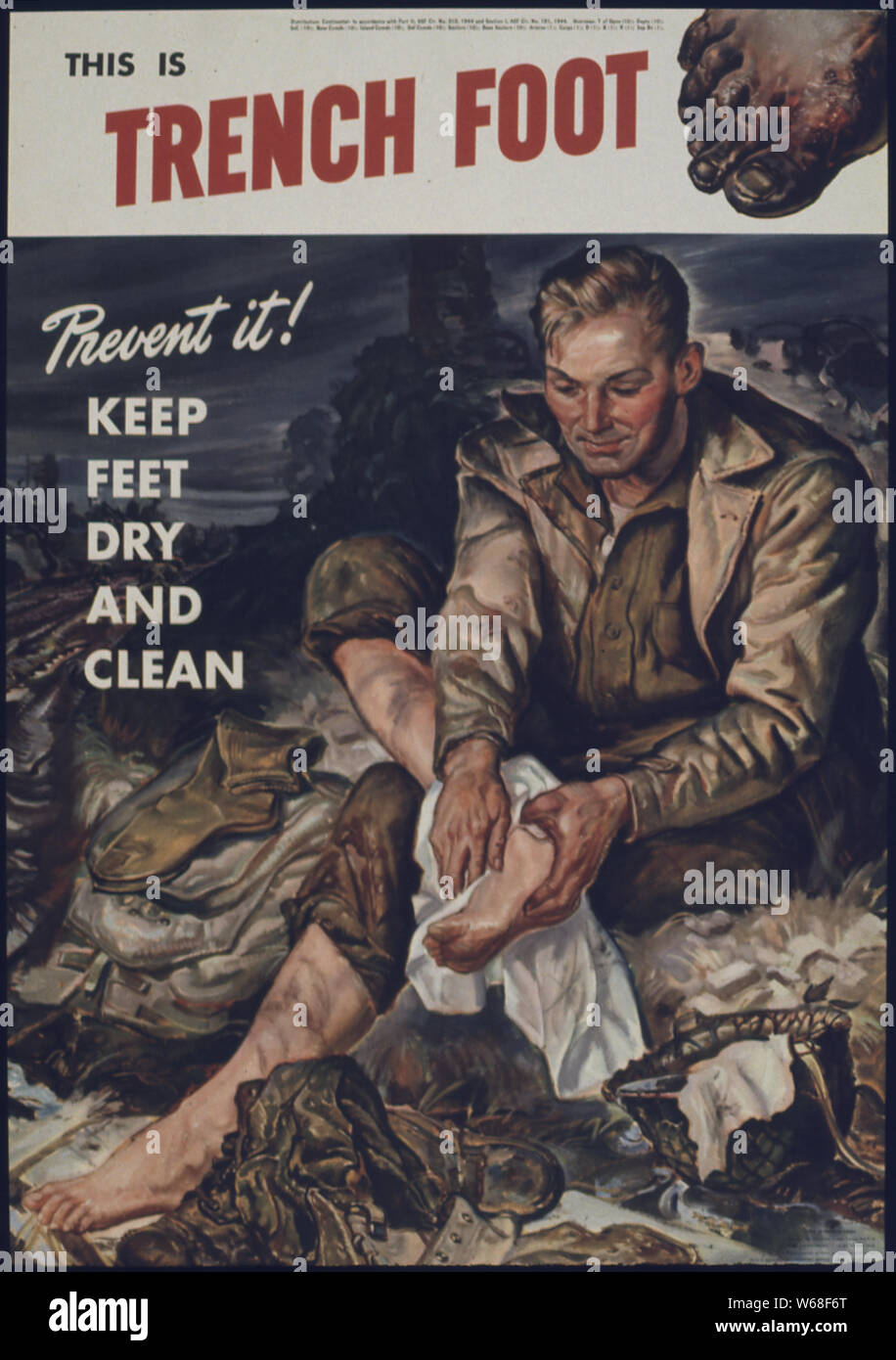 THIS IS TRENCH FOOT. PREVENT IT! KEEP FEET DRY AND CLEAN Stock Photo ...