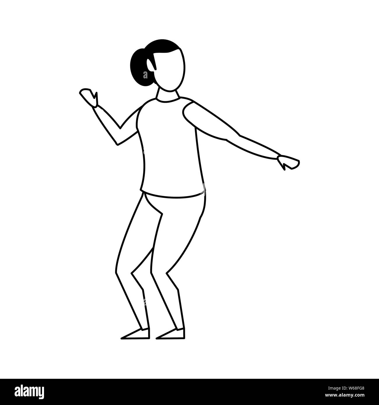 fitness sport exercise lifestyle cartoon in black and white Stock ...