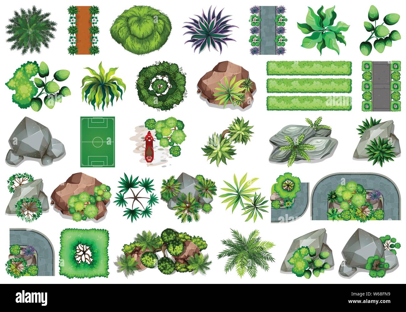 Collection of outdoor nature themed objects and plant elements ...