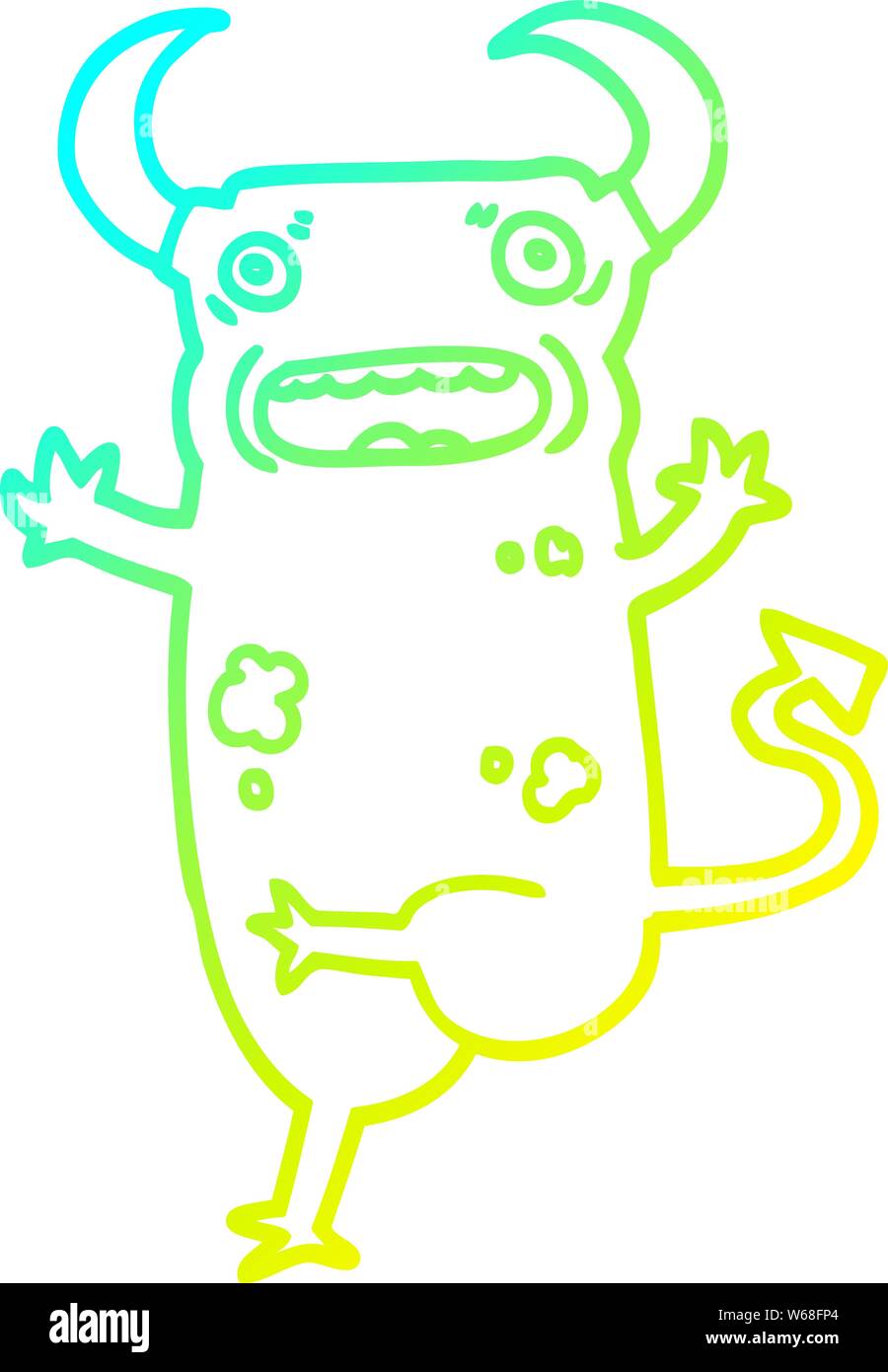 cold gradient line drawing of a cartoon demon Stock Vector Image & Art ...