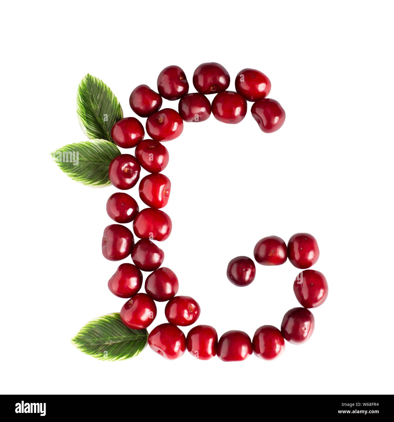 One English letter G Alphabet of ripe cherries. Isolate on white ...