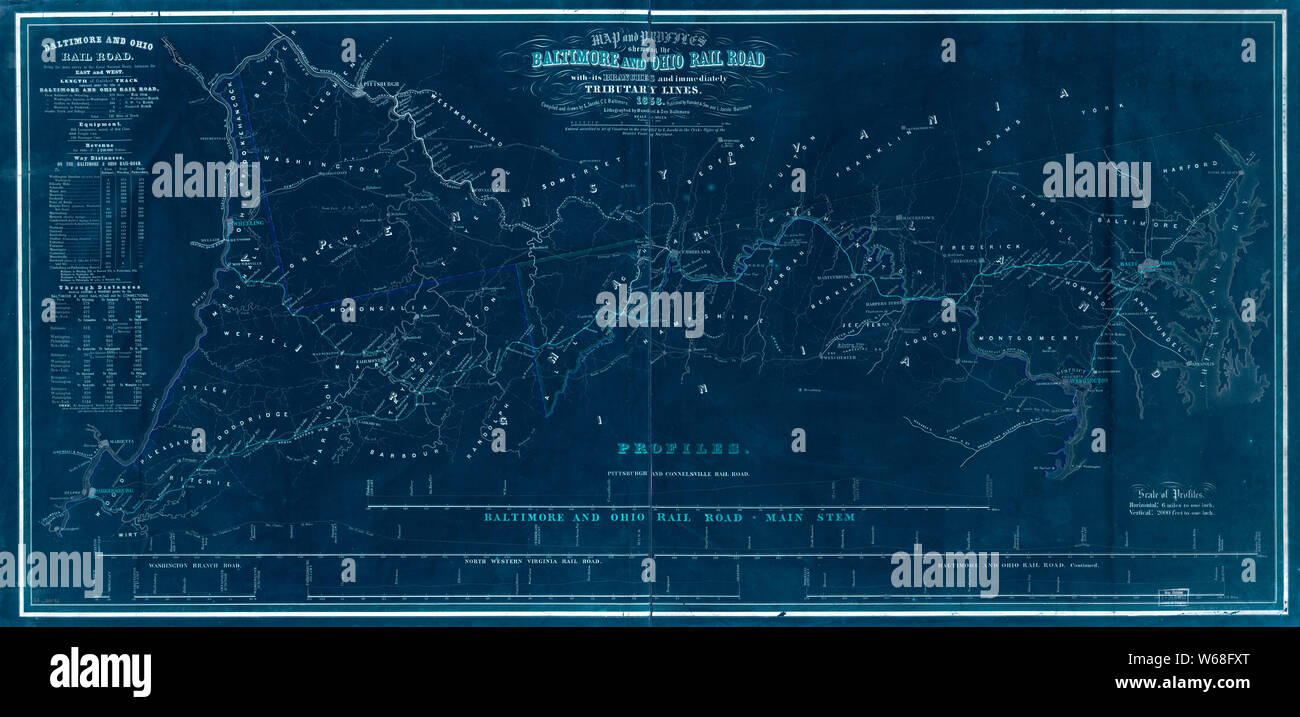0200 Railroad Maps Map and profiles showing the Baltimore and Ohio Rail ...
