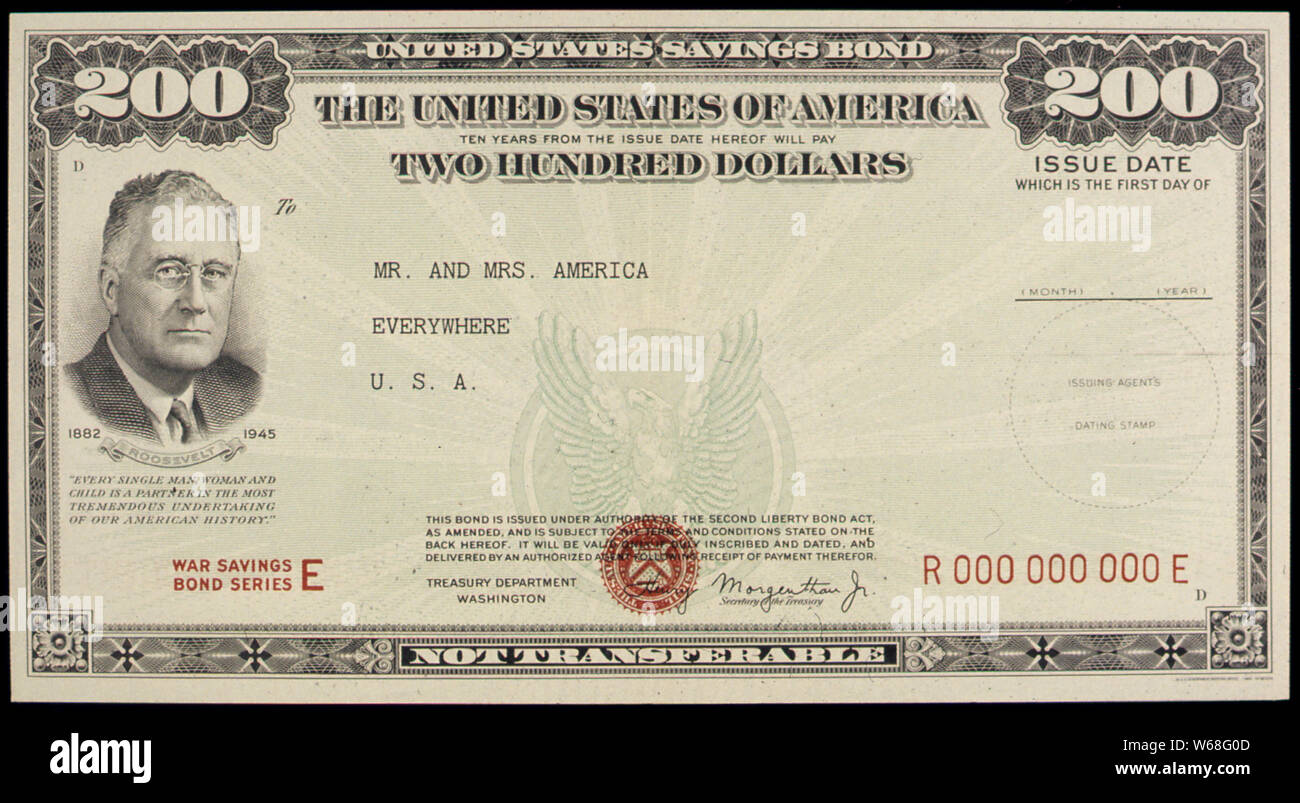 TWO HUNDRED DOLLAR WAR BOND Stock Photo - Alamy
