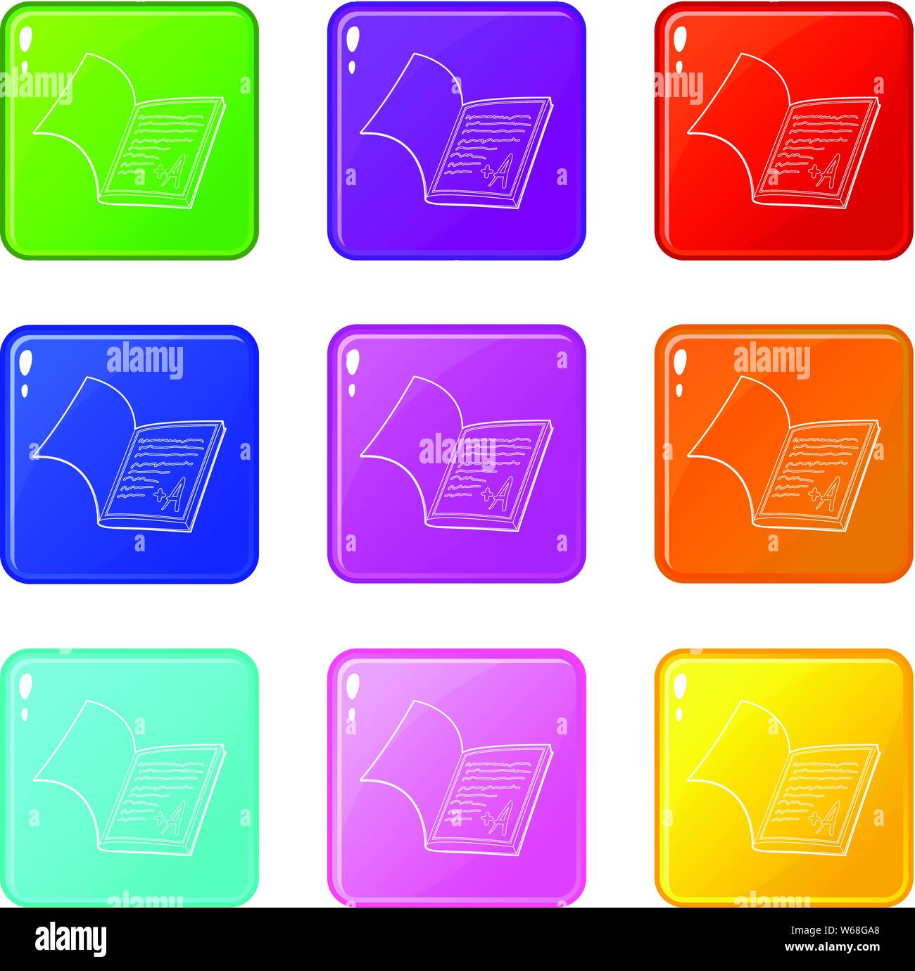 School diary icons set 9 color collection Stock Vector Image & Art - Alamy