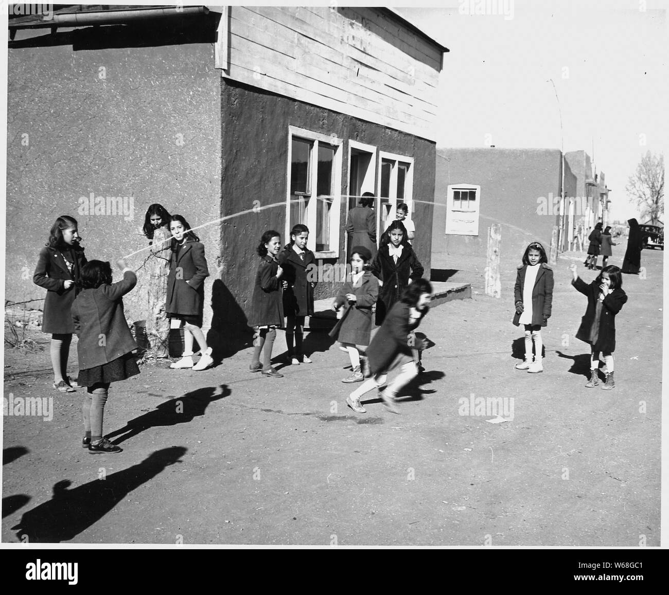 Taos County, New Mexico. Children play during noon hour at Costilla ...