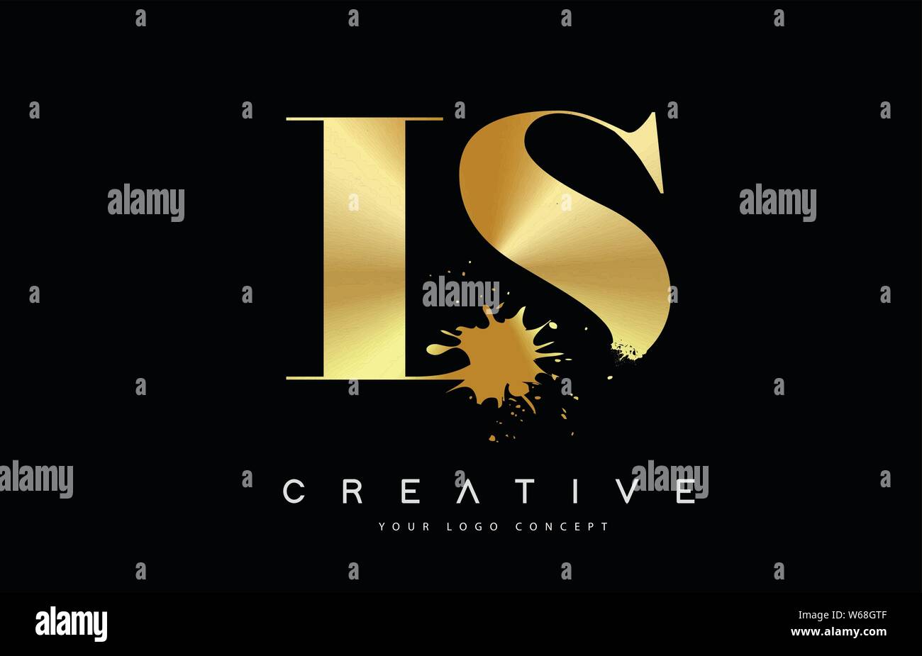 LS L S Letter Logo with Gold Melted Metal Splash Vector Design ...
