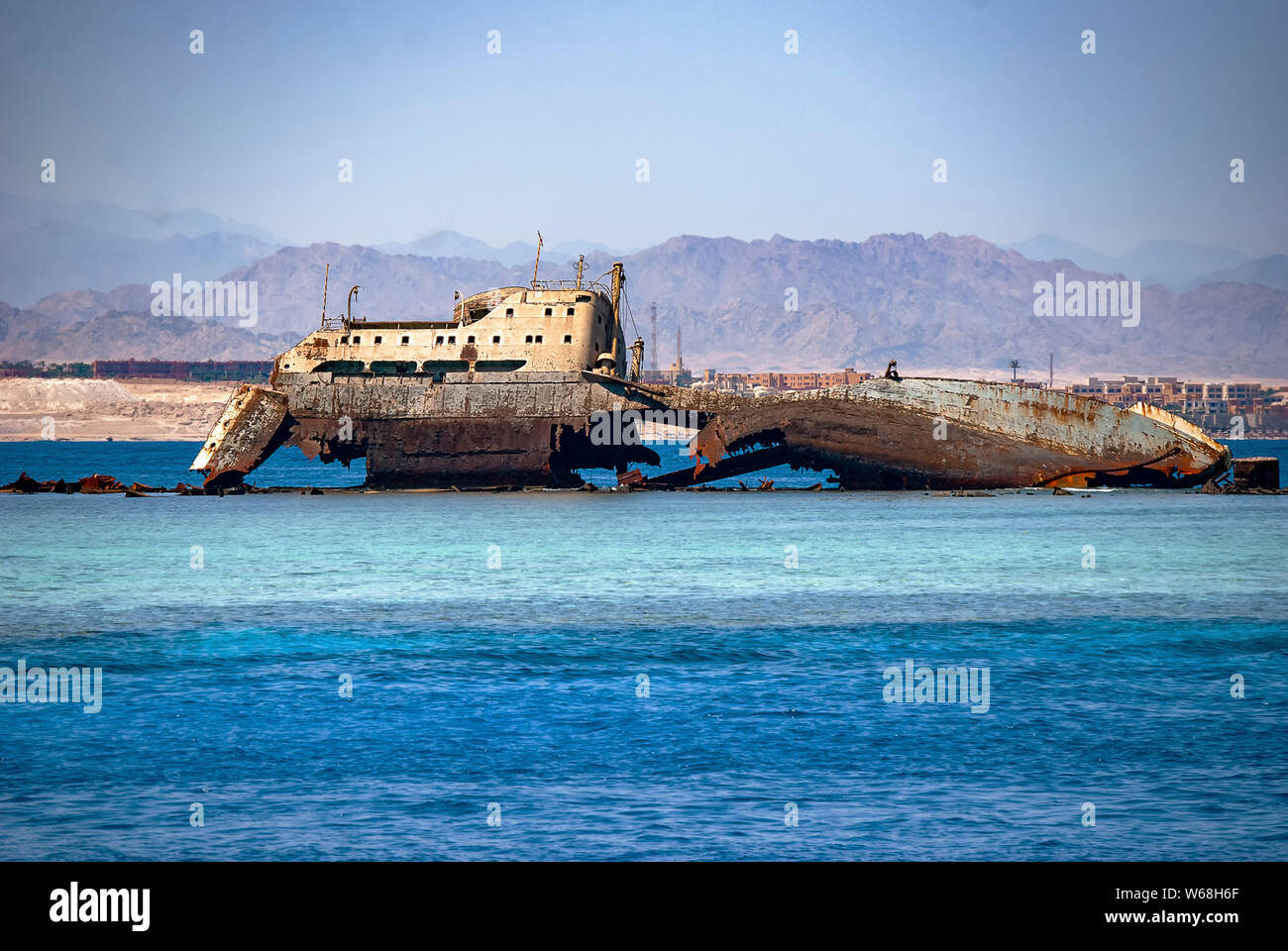 The remains of the Loullia on the northern edge of Gordon Reef in the ...