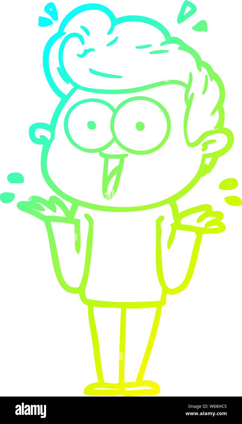 cold gradient line drawing of a cartoon man shrugging Stock Vector ...