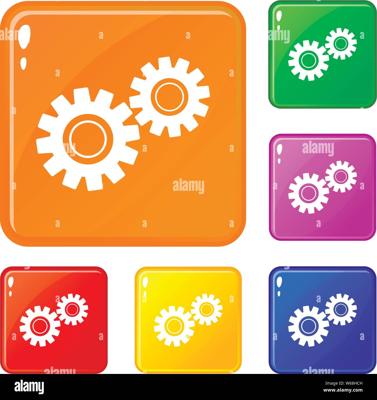 Two gears icons set vector color Stock Vector Image & Art - Alamy