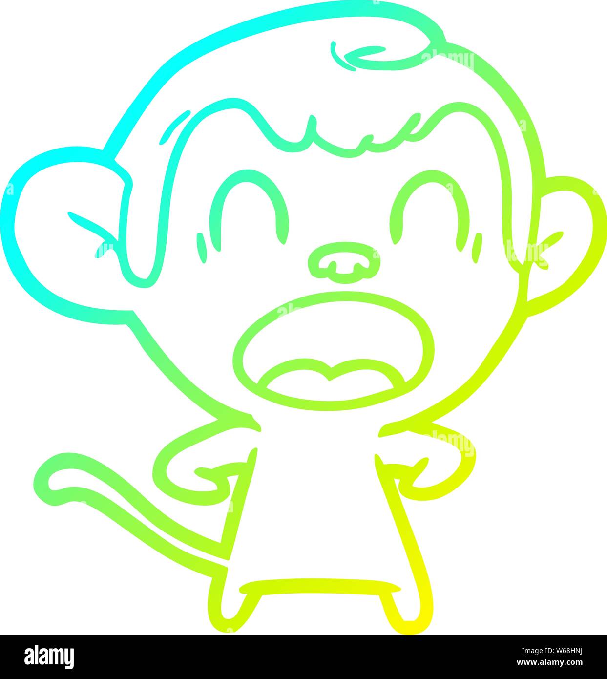 cold gradient line drawing of a shouting cartoon monkey Stock Vector ...