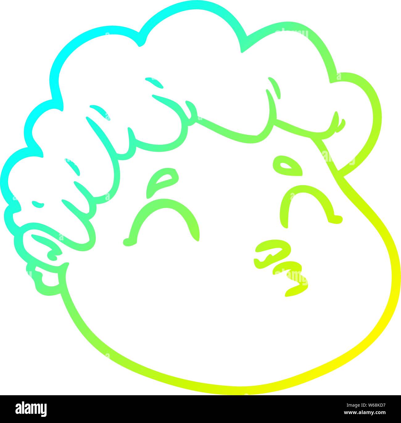 cold gradient line drawing of a cartoon male face Stock Vector Image ...