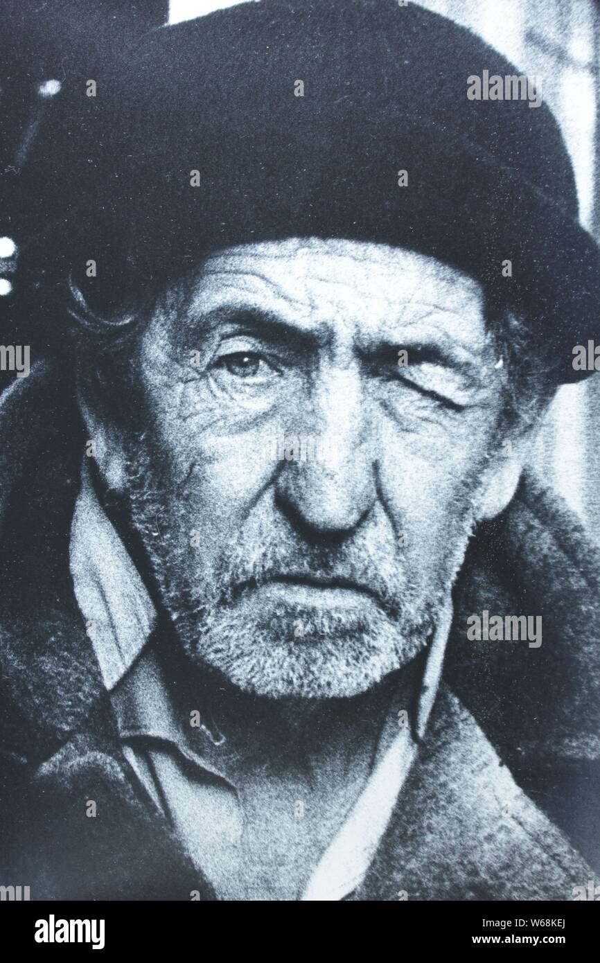Fine black and white art photography portrait of a curious homeless man ...