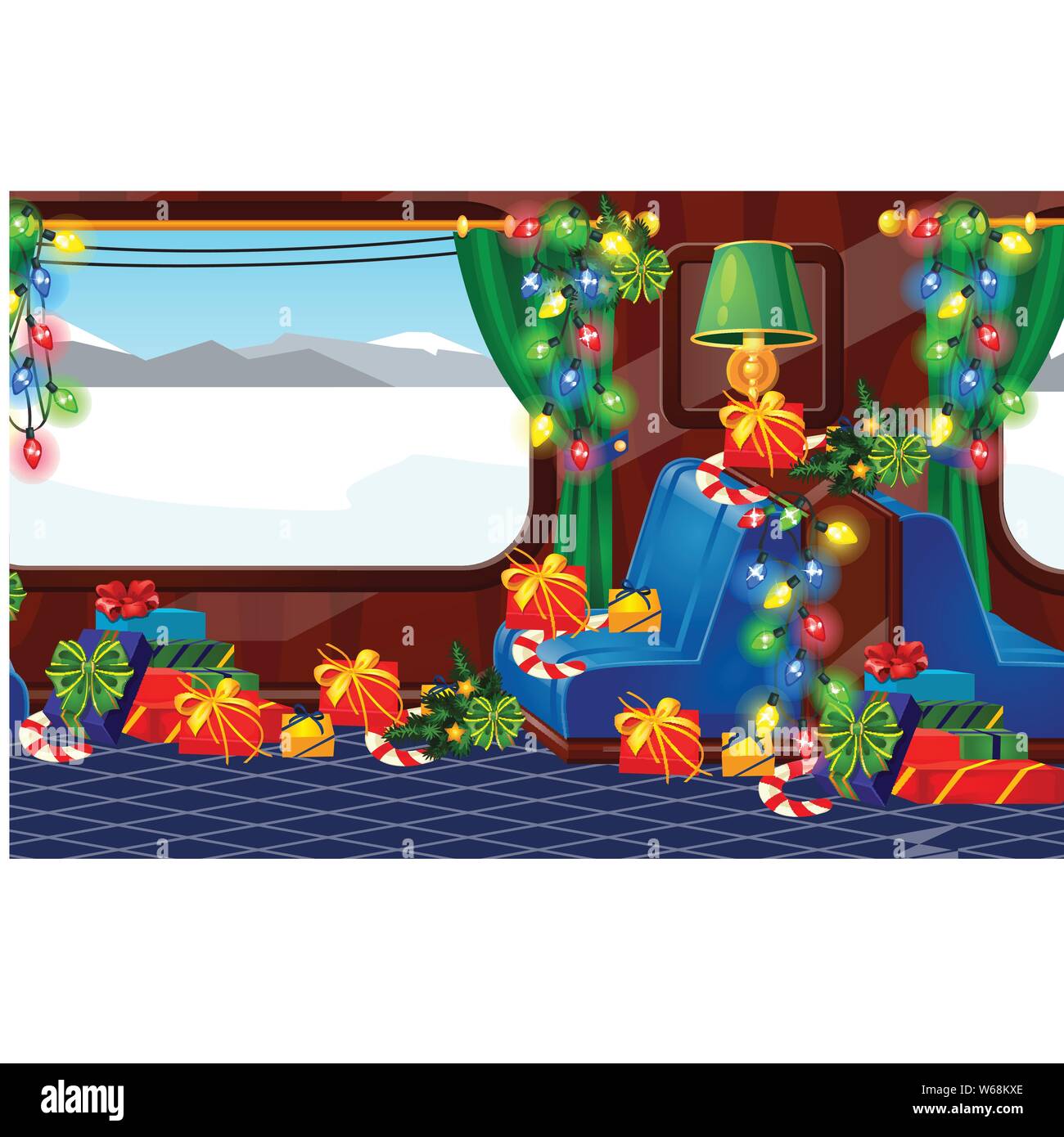 Train interior view Stock Vector Images - Alamy