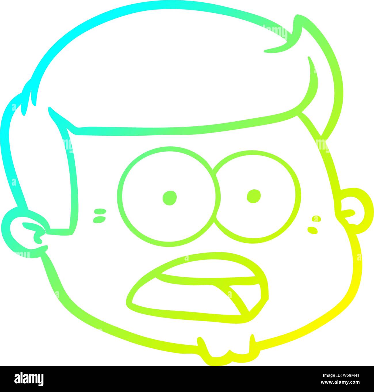 cold gradient line drawing of a cartoon male face Stock Vector Image ...