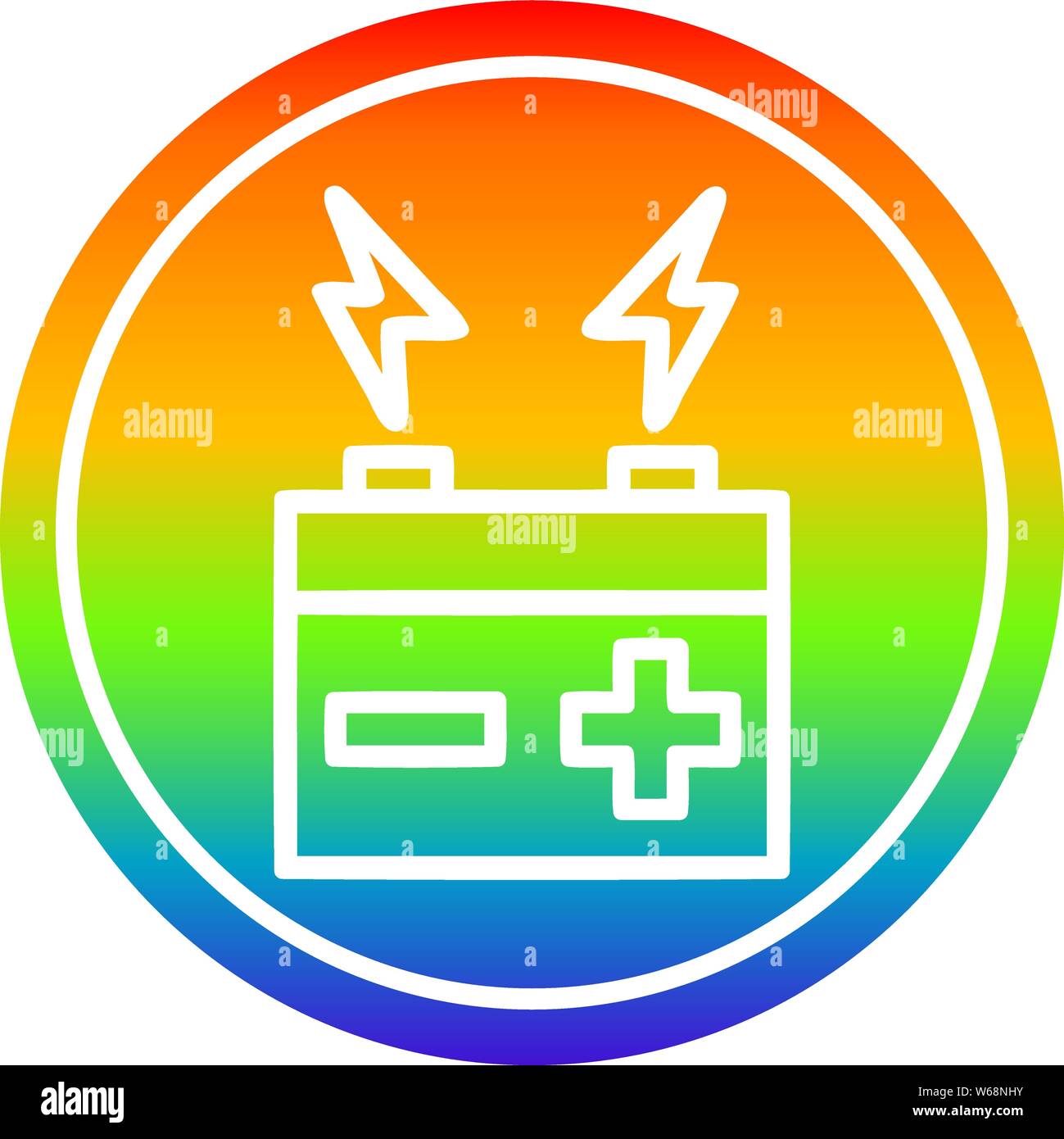 battery circular icon with rainbow gradient finish Stock Vector Image ...