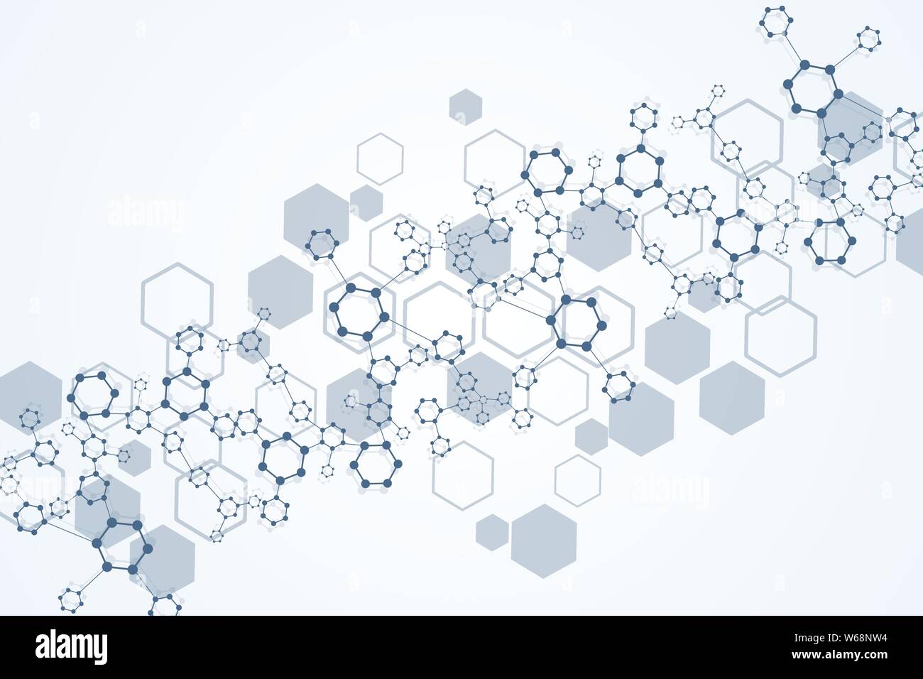 Science network pattern, connecting lines and dots. Technology hexagons ...