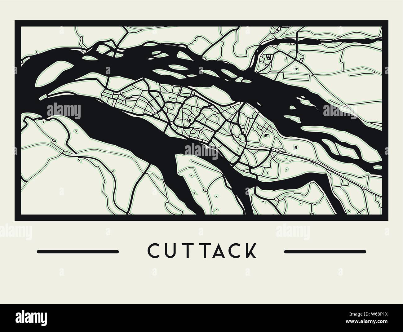 Abstract Cuttack City Map - Illustration as EPS 10 File Stock Vector ...