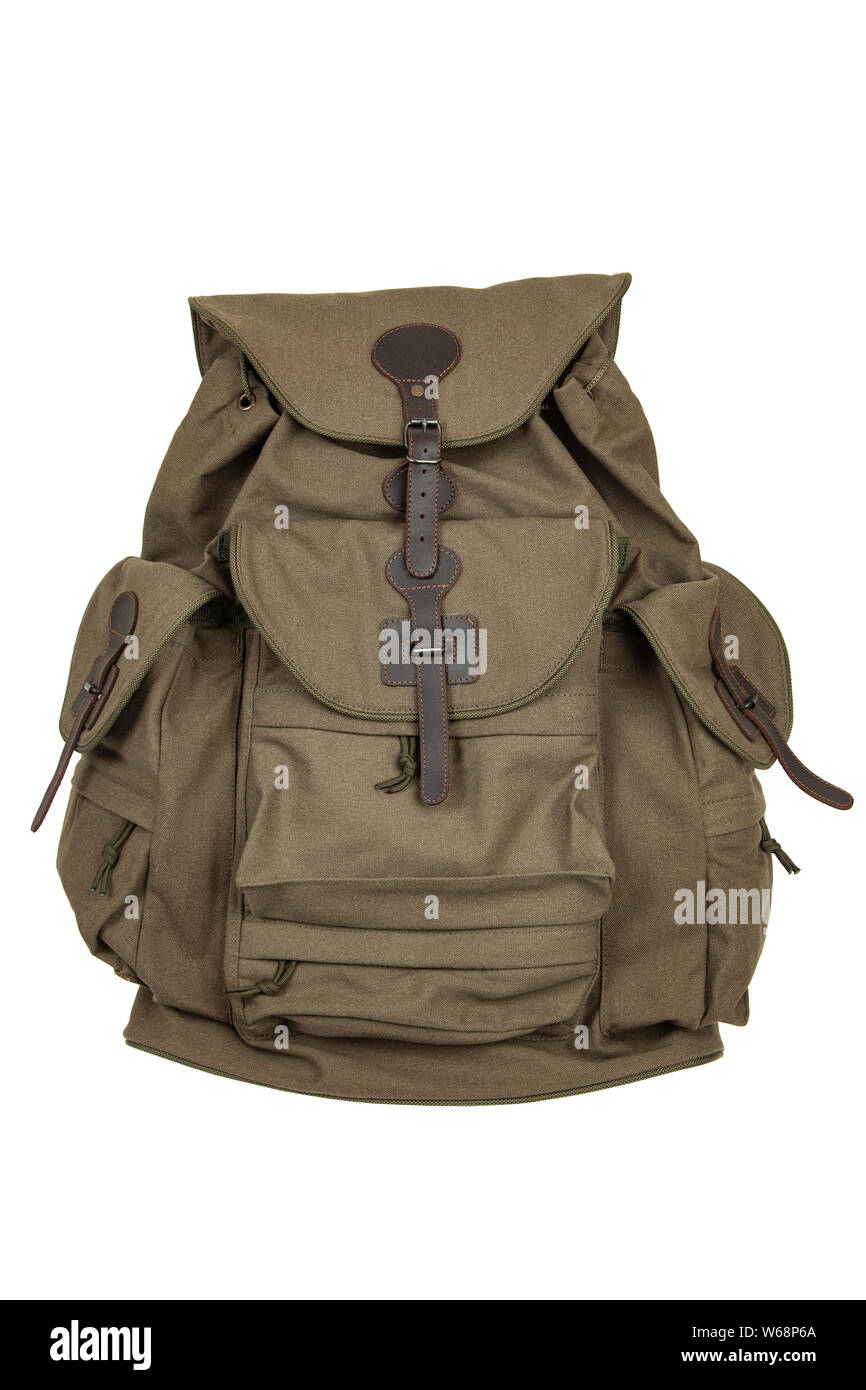 Rucksack isolated on white background. Military backpack isolated on ...