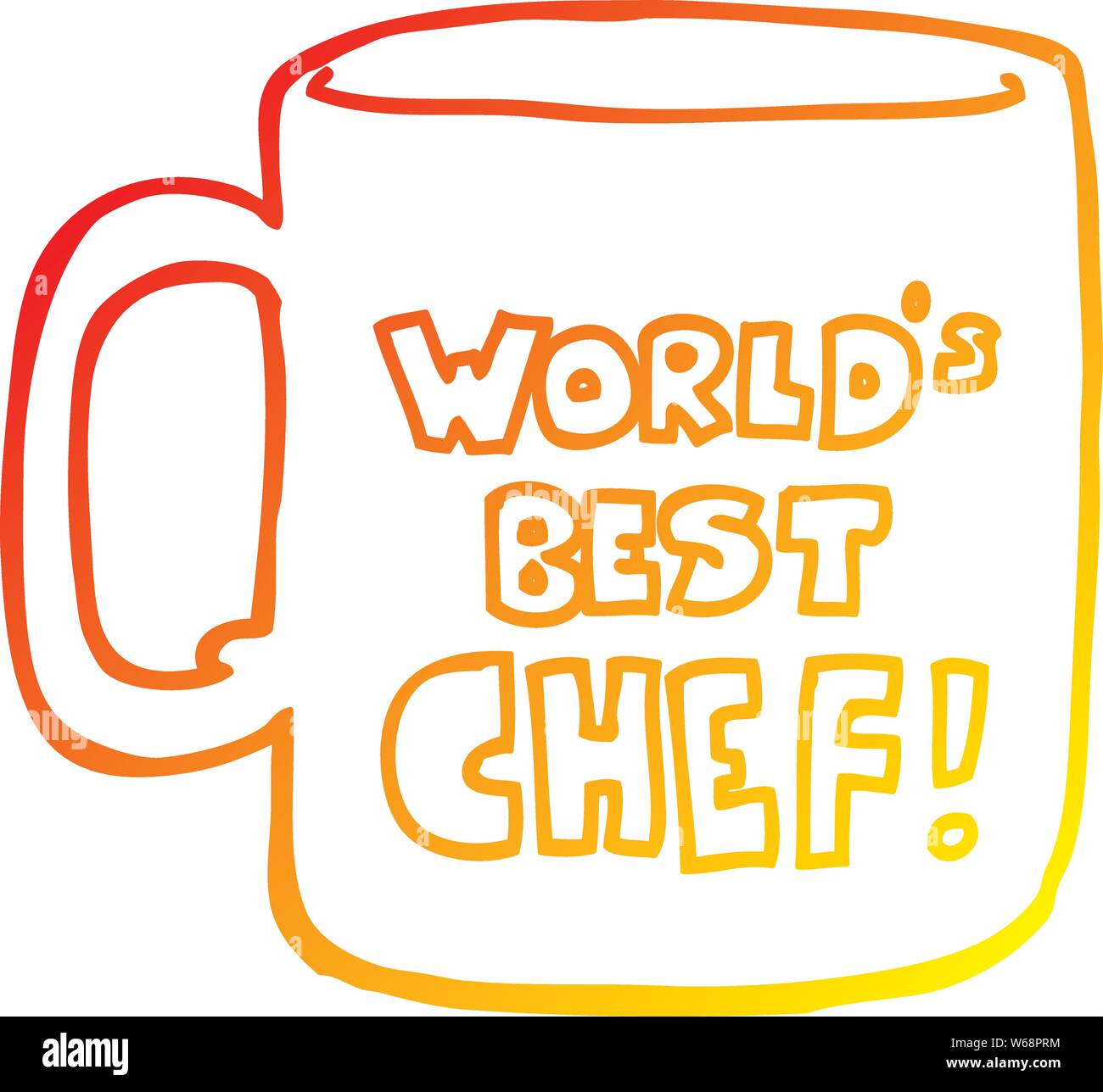 warm gradient line drawing of a worlds best chef mug Stock Vector Image ...