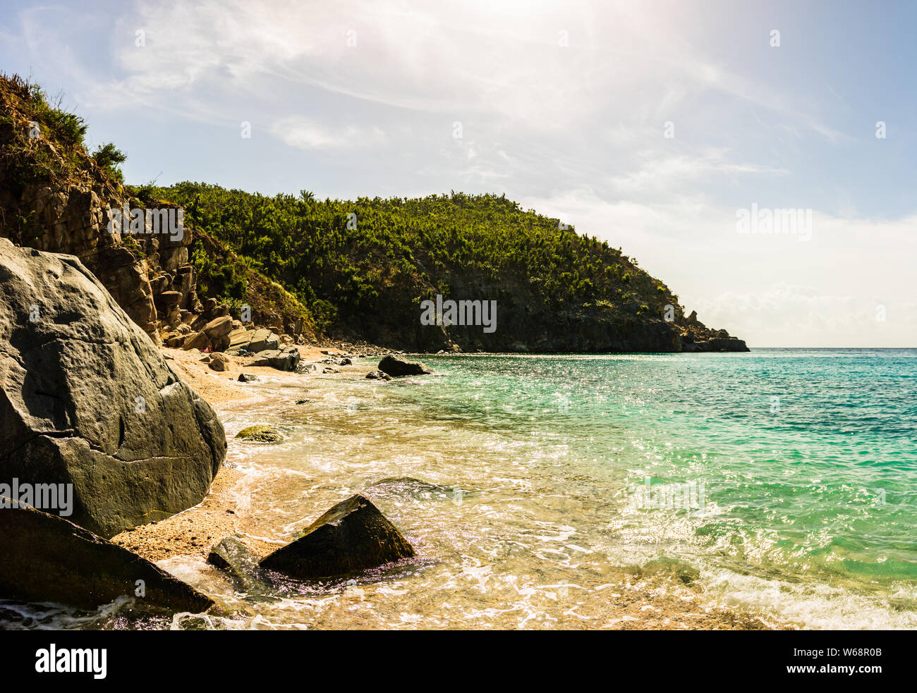 Travel photo of St. Barth’s Island, Caribbean. The famous Shell Beach ...