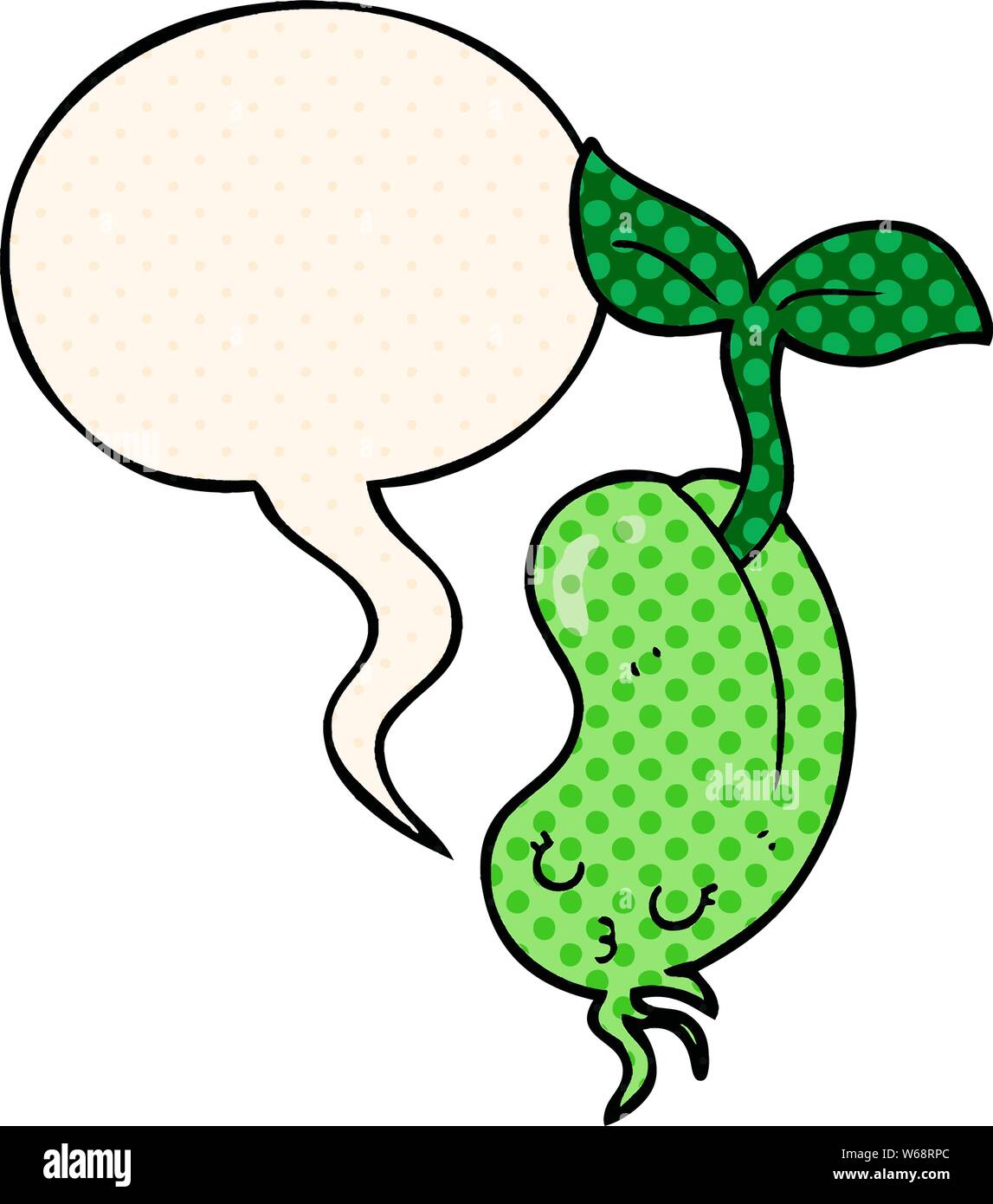 cartoon sprouting bean with speech bubble in comic book style Stock ...