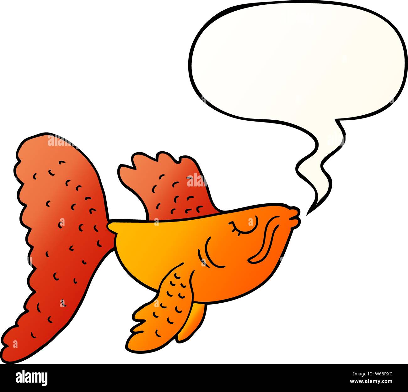 cartoon chinese fighting fish with speech bubble in smooth gradient ...