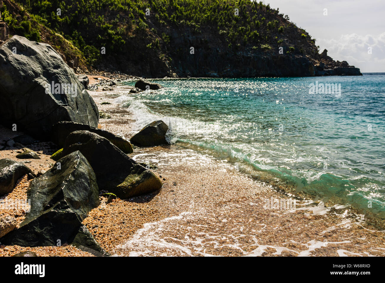 Travel photo of St. Barth’s Island, Caribbean. The famous Shell Beach ...