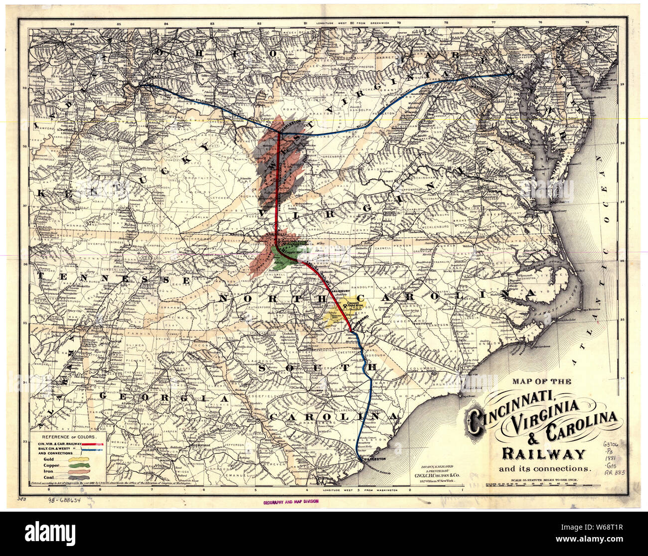 0239 Railroad Maps Map of the Cincinnati Virginia Carolina Railway and ...