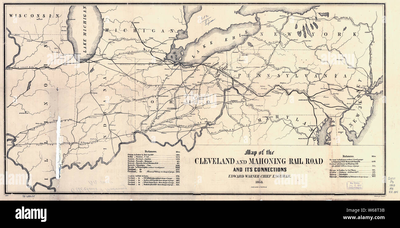 0240 Railroad Maps Map of the Cleveland and Mahoning Rail Road and its ...