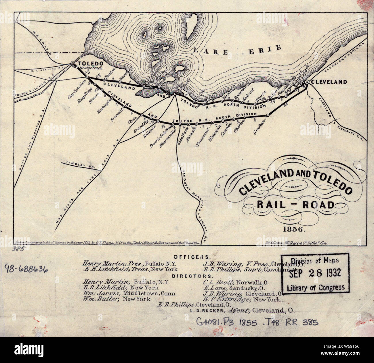 0241 Railroad Maps Cleveland and Toledo Rail-Road 1856 Rebuild and ...