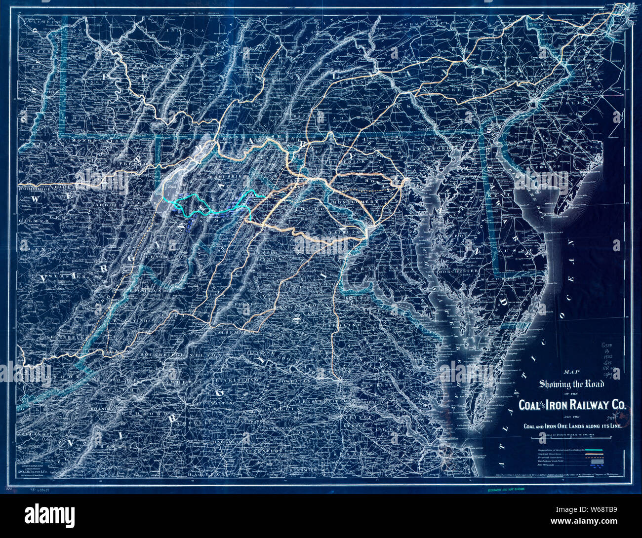 0242 Railroad Maps Map showing the road of the Coal and Iron Railway Co ...