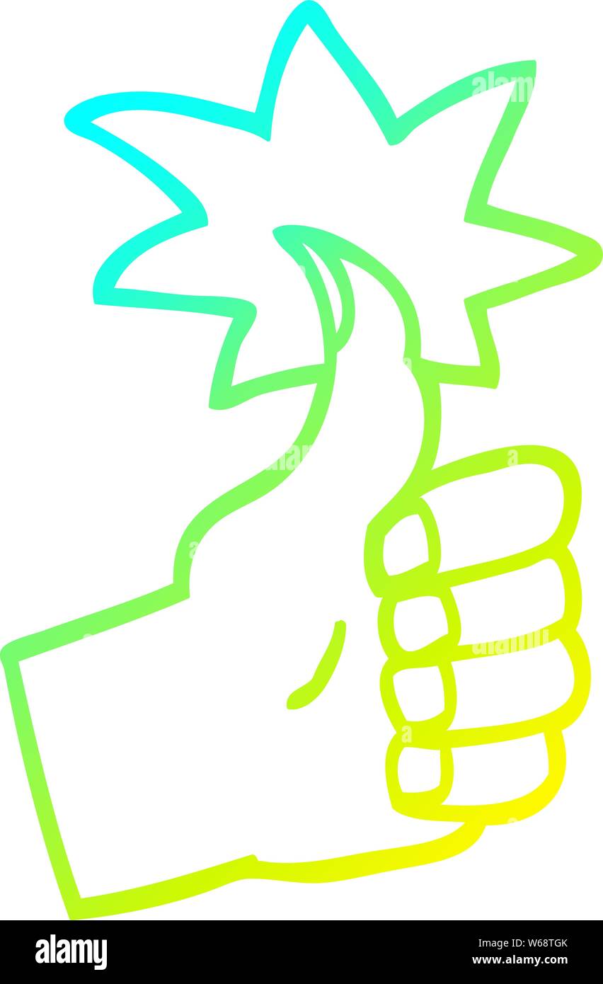 cold gradient line drawing of a cartoon thumbs up symbol Stock Vector ...