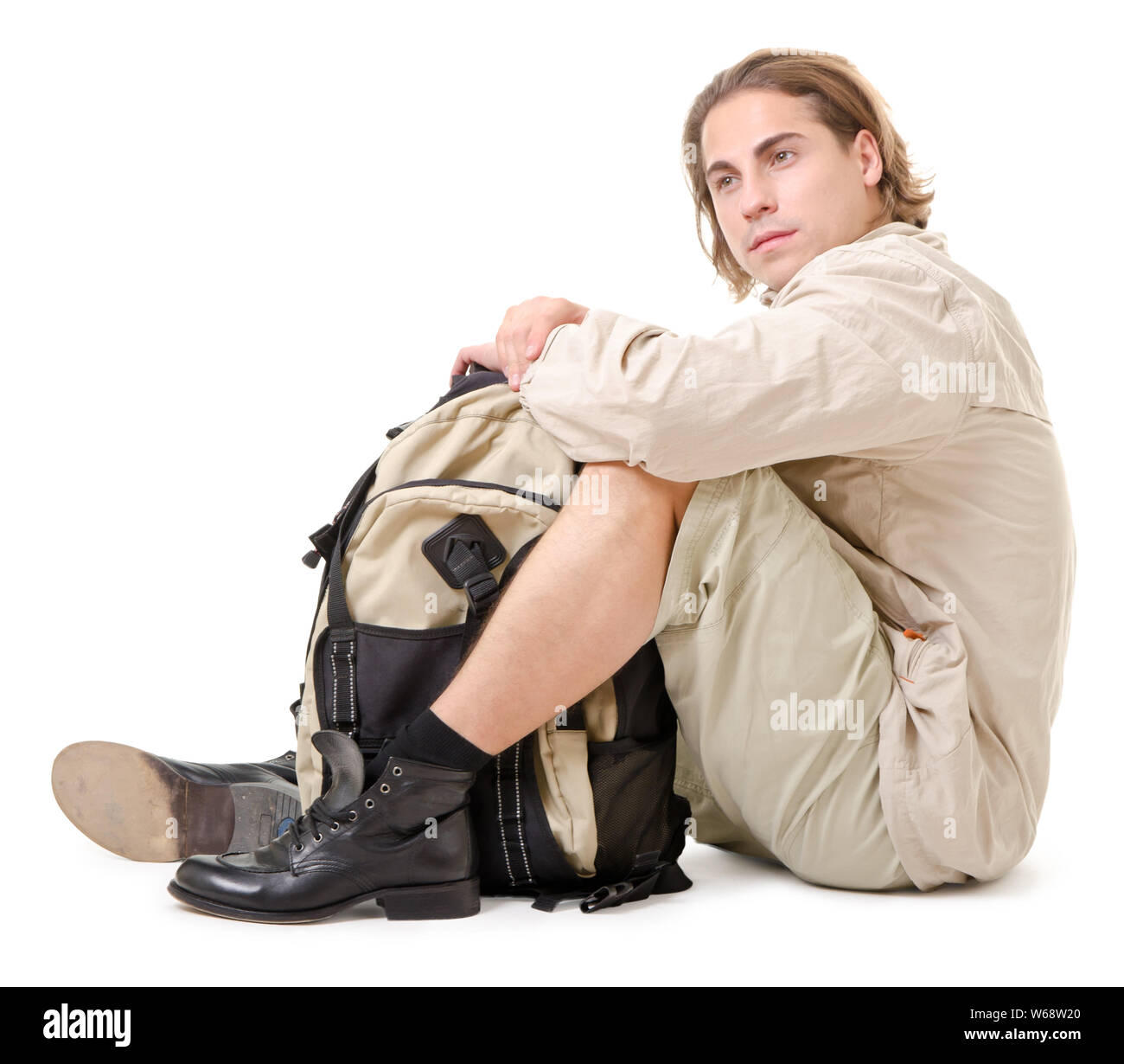 Man on camping trip Cut Out Stock Images & Pictures - Alamy