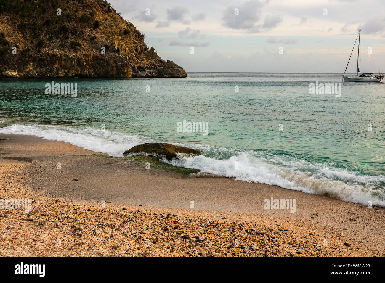 Travel photo of St. Barth’s Island, Caribbean. The famous Shell Beach ...