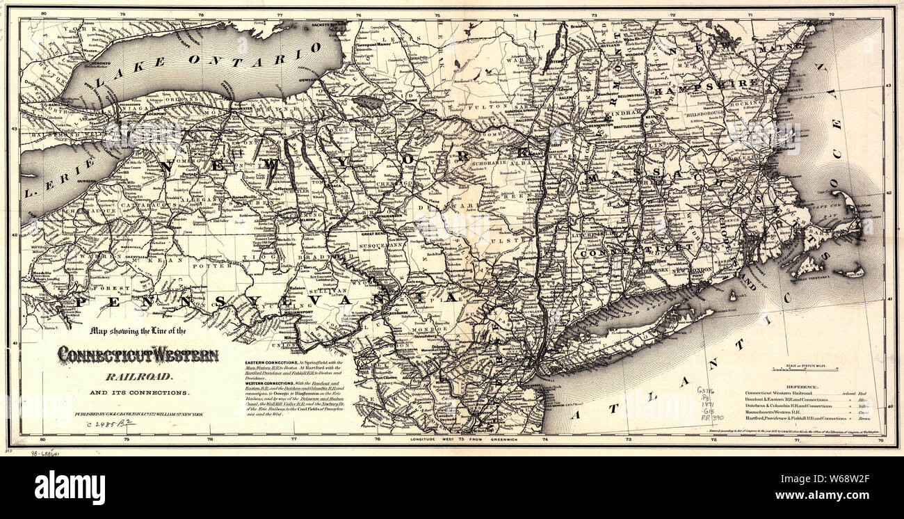 0245 Railroad Maps Map showing the line of the Connecticut Western ...