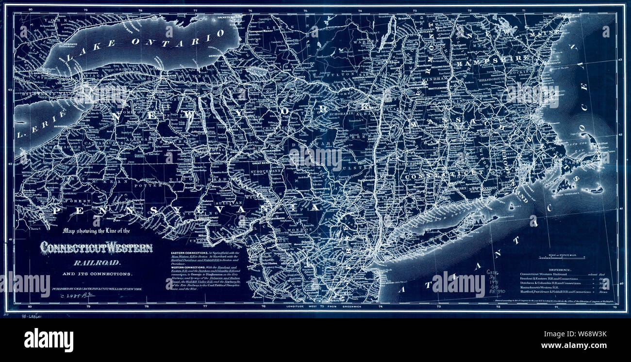 0245 Railroad Maps Map showing the line of the Connecticut Western ...