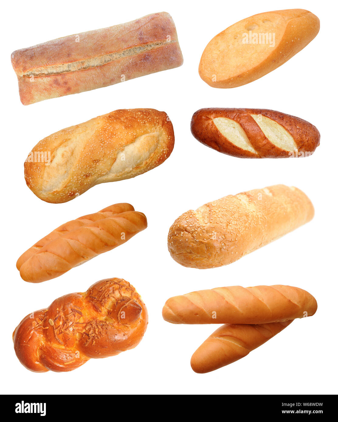 mix kind of breads isolated on white background Stock Photo - Alamy