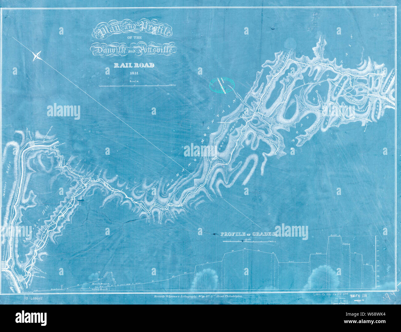 0249 Railroad Maps Plan and profile of the Danville and Pottsville Rail ...