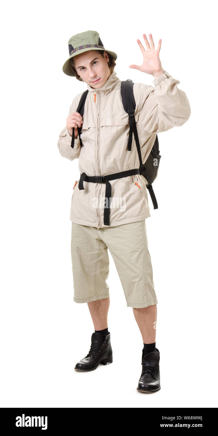 Man tourist backpacker on Cut Out Stock Images & Pictures - Alamy