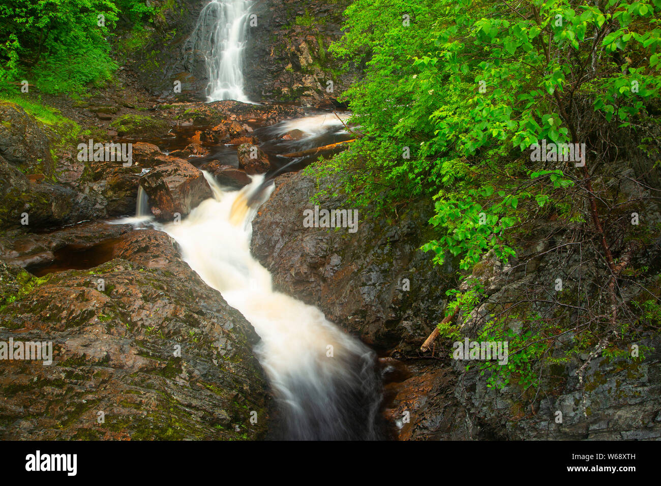 Cataracts River with waterfall, Cataracts Provincial Park, Newfoundland ...