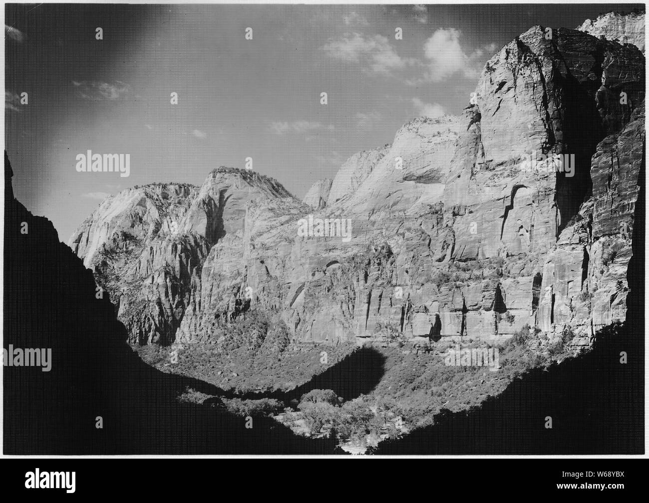 View of west wall of Zion Canyon looking south from Weeping Rock Stock ...