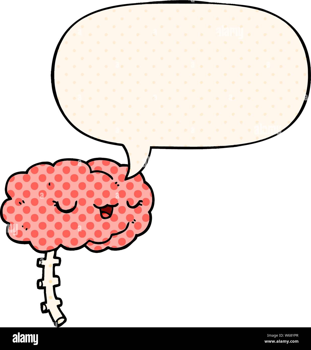 happy cartoon brain with speech bubble in comic book style Stock Vector ...