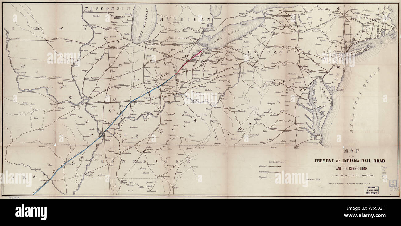 0265 Railroad Maps Map of the Fremont and Indiana Rail Road and its ...