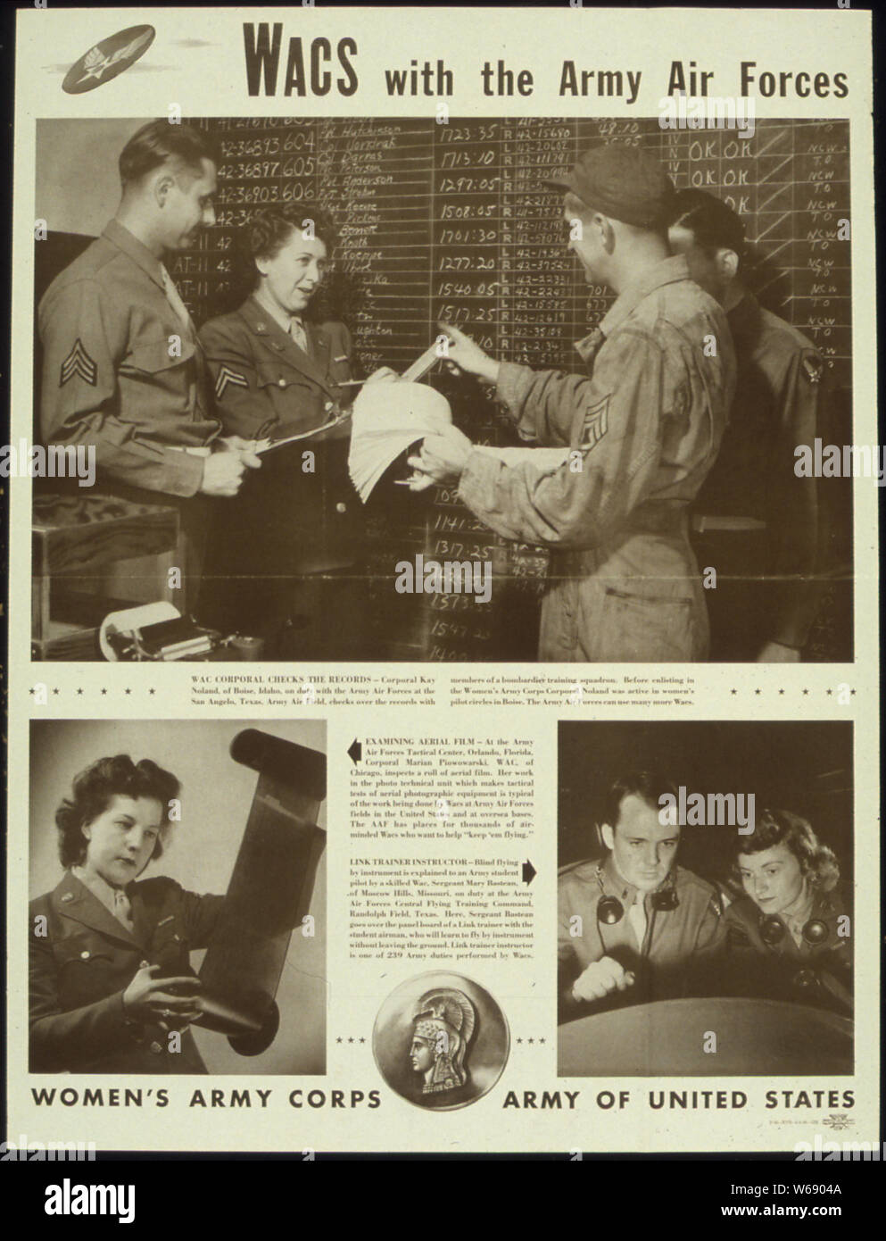 WACS WITH THE ARMY SERVICE FORCE - WAC CORPORAL CHECKS THE RECORDS ...