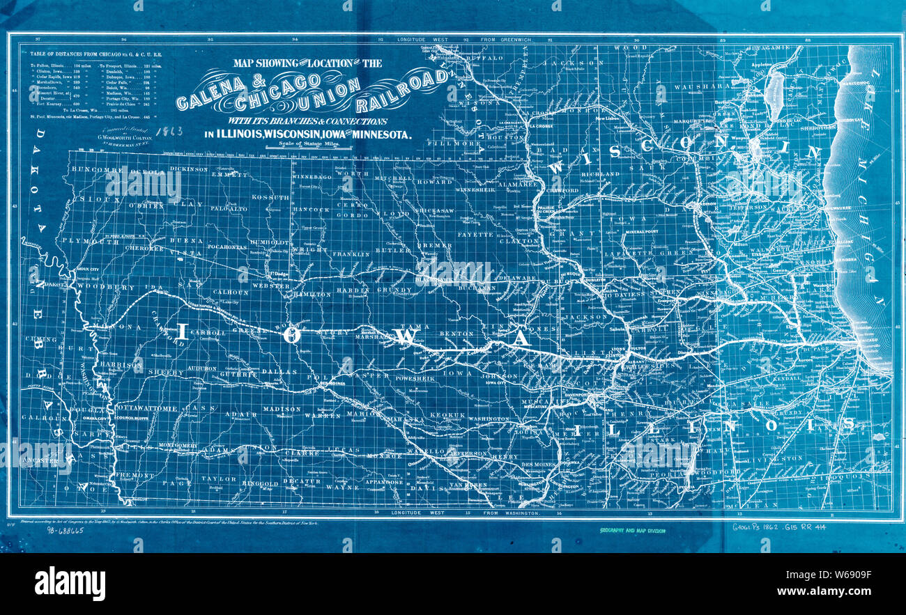 0266 Railroad Maps Map showing the location of the Galena Chicago Union ...