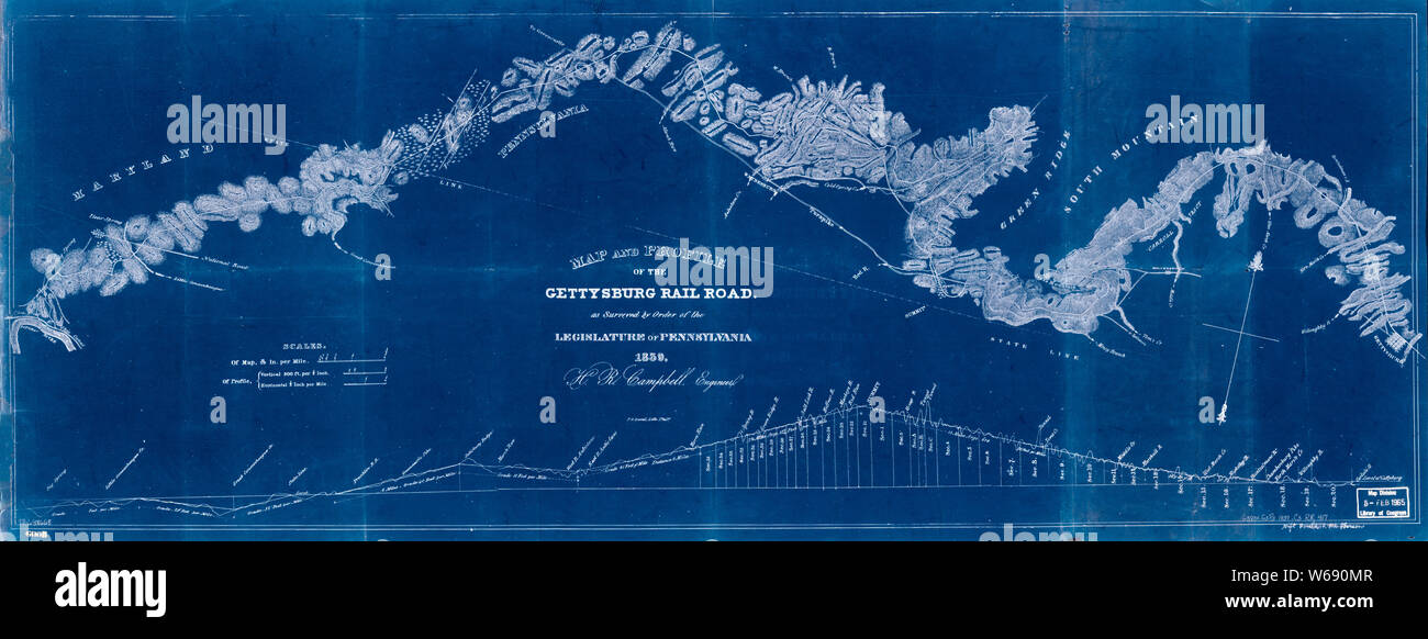 0269 Railroad Maps Map and profile of the Gettysburg Rail Road as ...