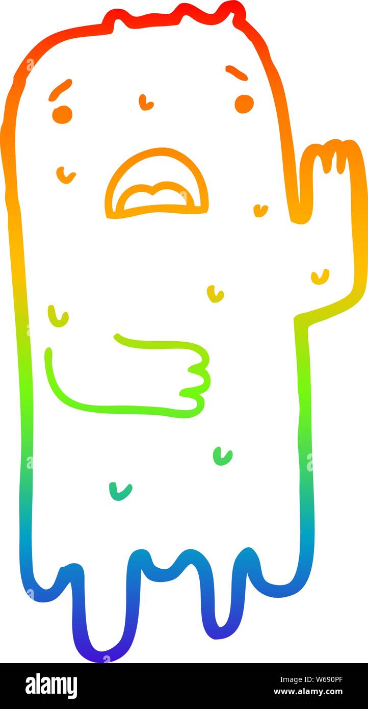 rainbow gradient line drawing of a cartoon ghost Stock Vector Image ...