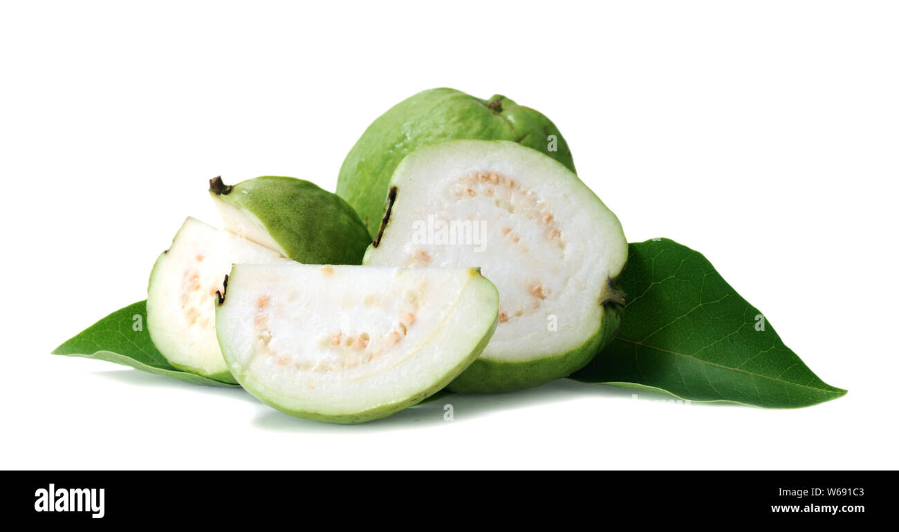 chopped green guava (delicious tropical fruit) on white Stock Photo - Alamy